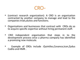 Outsourcing BA and BE to CRO | PPTX