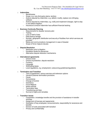 Outsourcing Agreement Checklist By Lisa Abe-Oldenburg | PDF