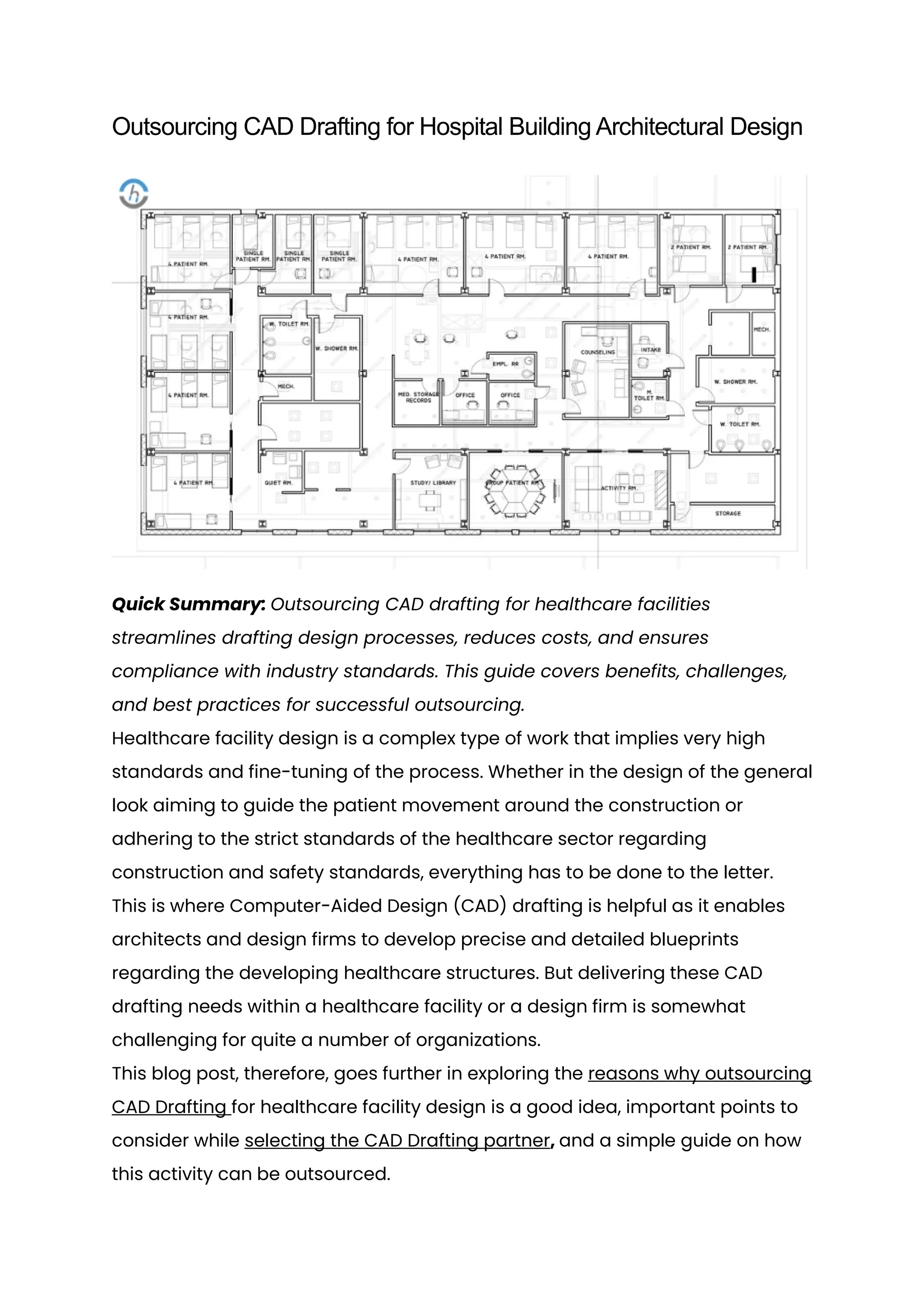 Outsourcing CAD Drafting for Hospital Building Architectural Design | PDF