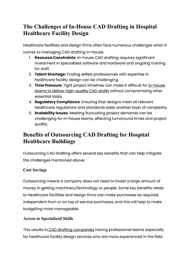 Outsourcing CAD Drafting for Hospital Building Architectural Design | PDF