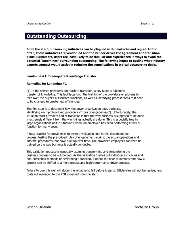 OUTSTANDING OUTSOURCING - Checklist | PDF | Developmental Sites | Real ...