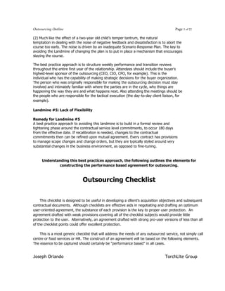 OUTSTANDING OUTSOURCING - Checklist | PDF