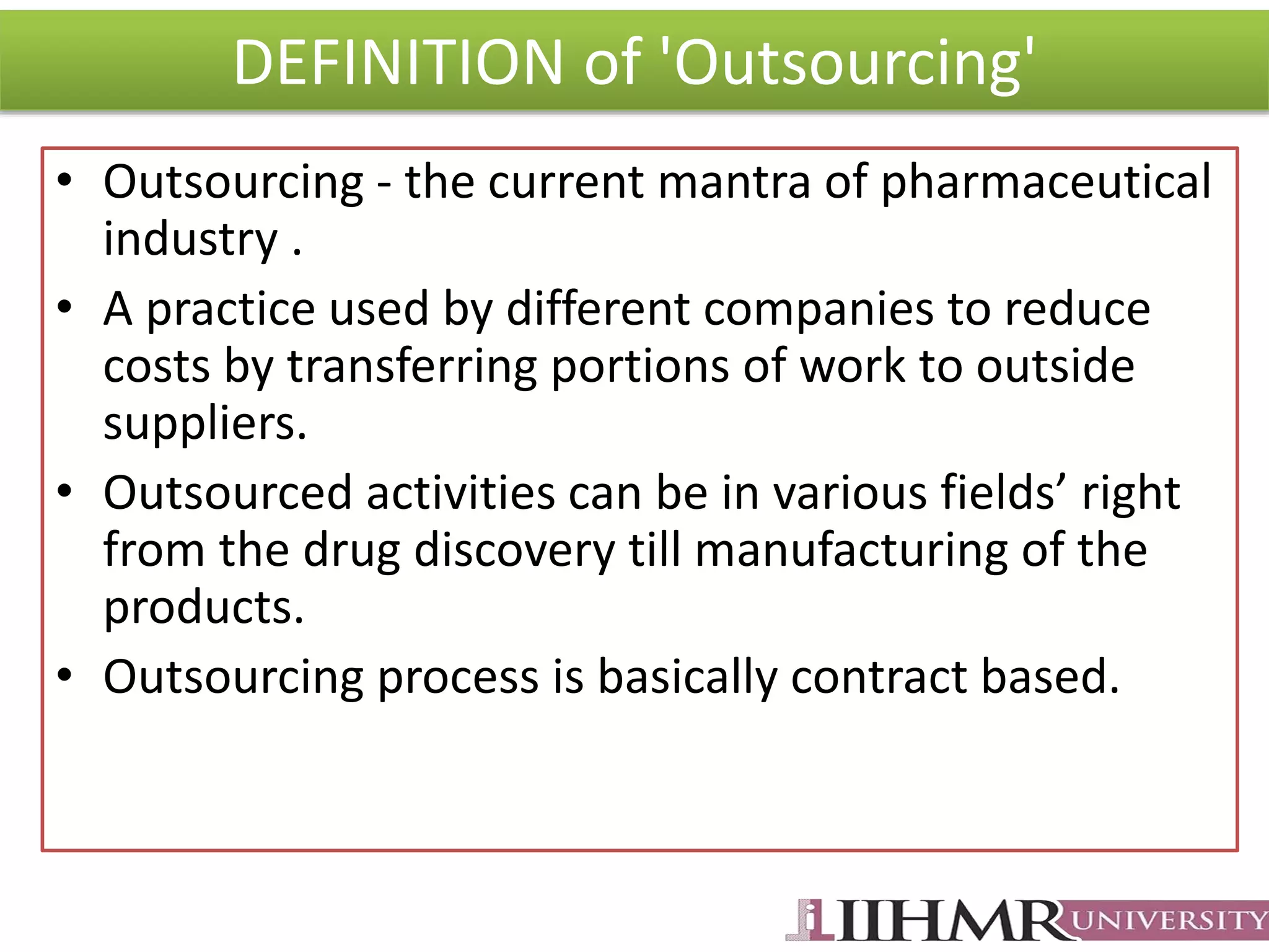 Outsourcing in pharma | PPTX