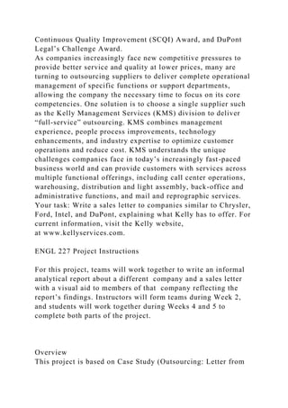 Outsourcing Letter from Kelly Services, offering solutions. Kelly.docx