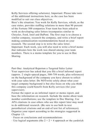 Outsourcing Letter from Kelly Services, offering solutions. Kelly.docx