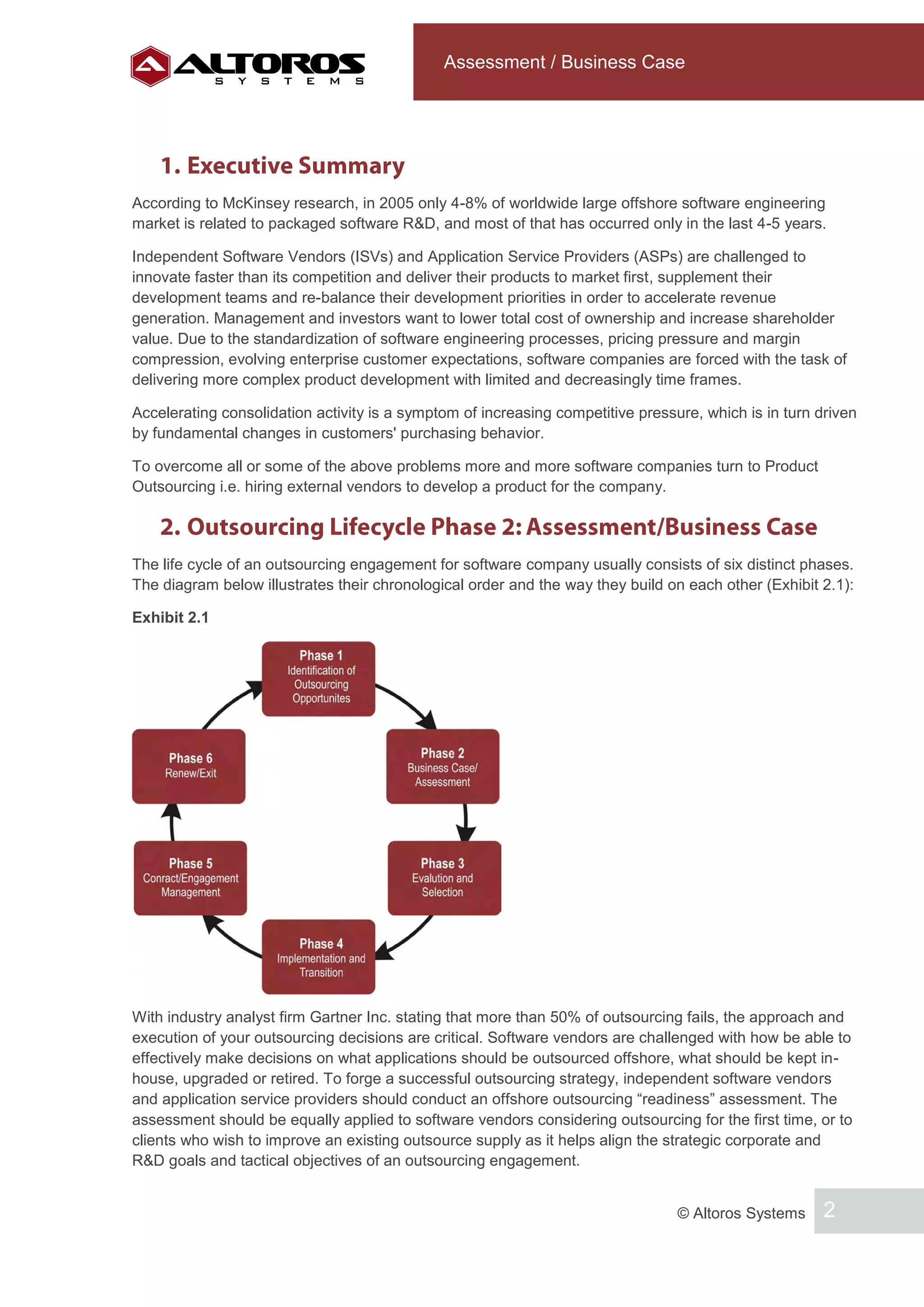 Outsourcing Life Cycle: Assessment / Business Case | PDF | Business ...