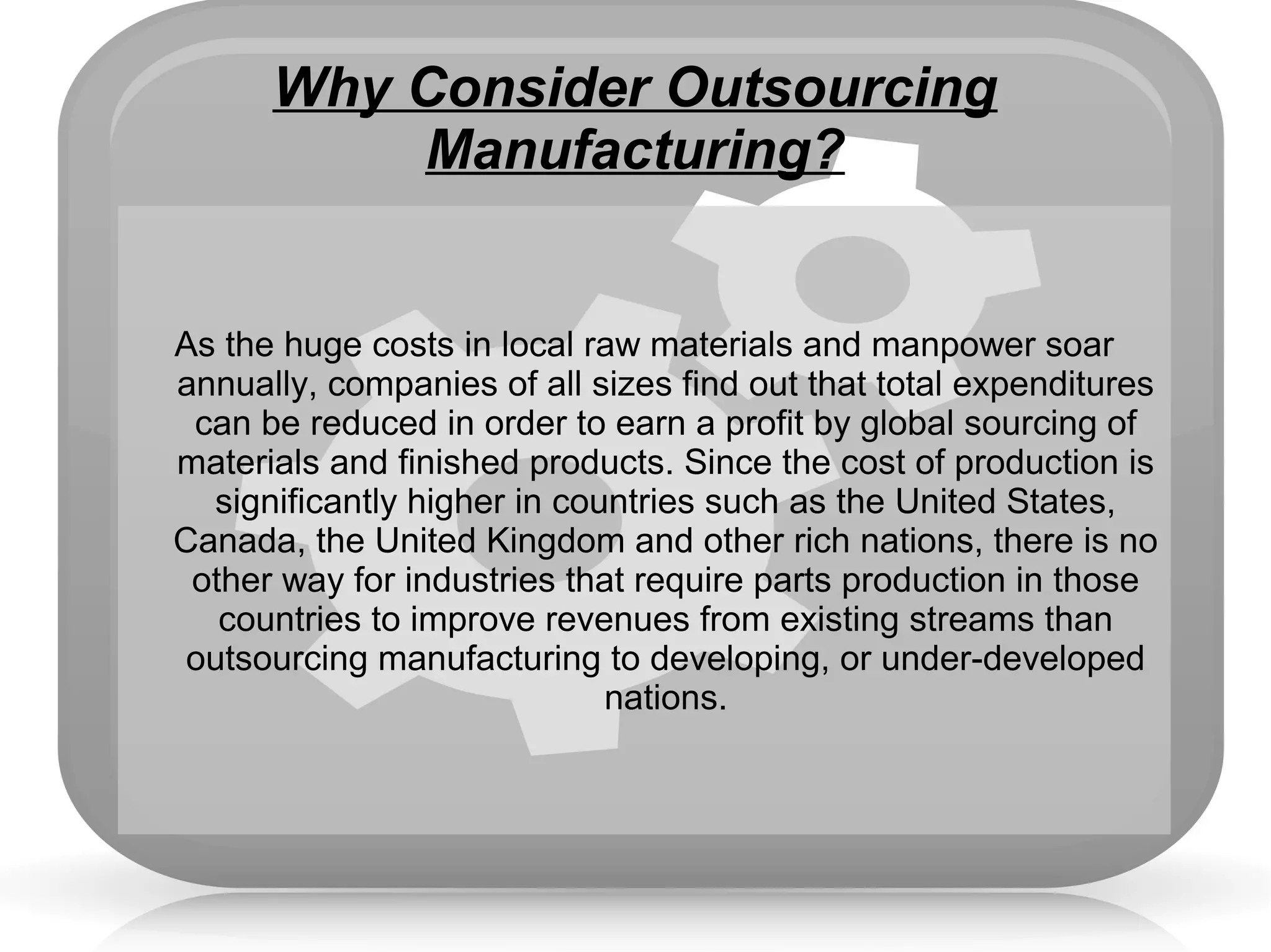 Outsourcing Manufacturing | PPT