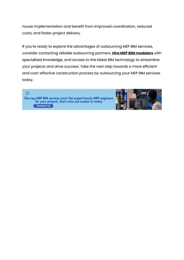 Outsourcing MEP BIM Services: Benefits, Challenges & Trends | PDF