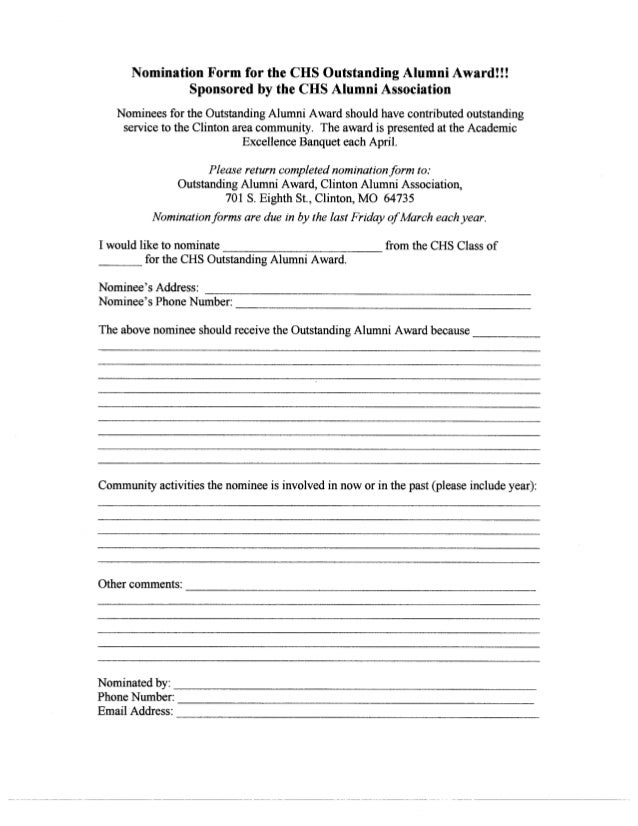 Award Nomination Form Template