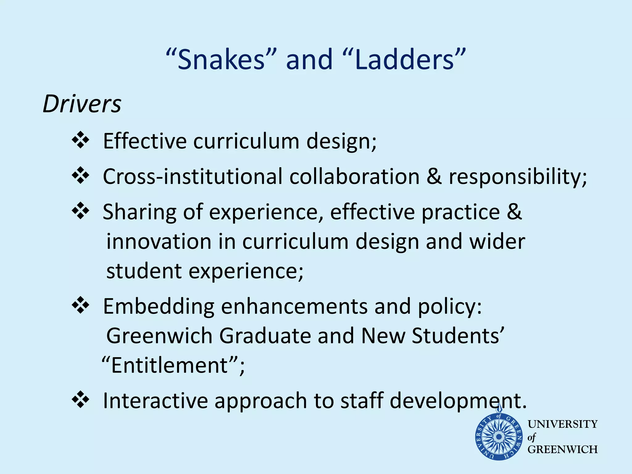 Snakes and Ladders - Curriculum Design Openings up the Game | PPTX