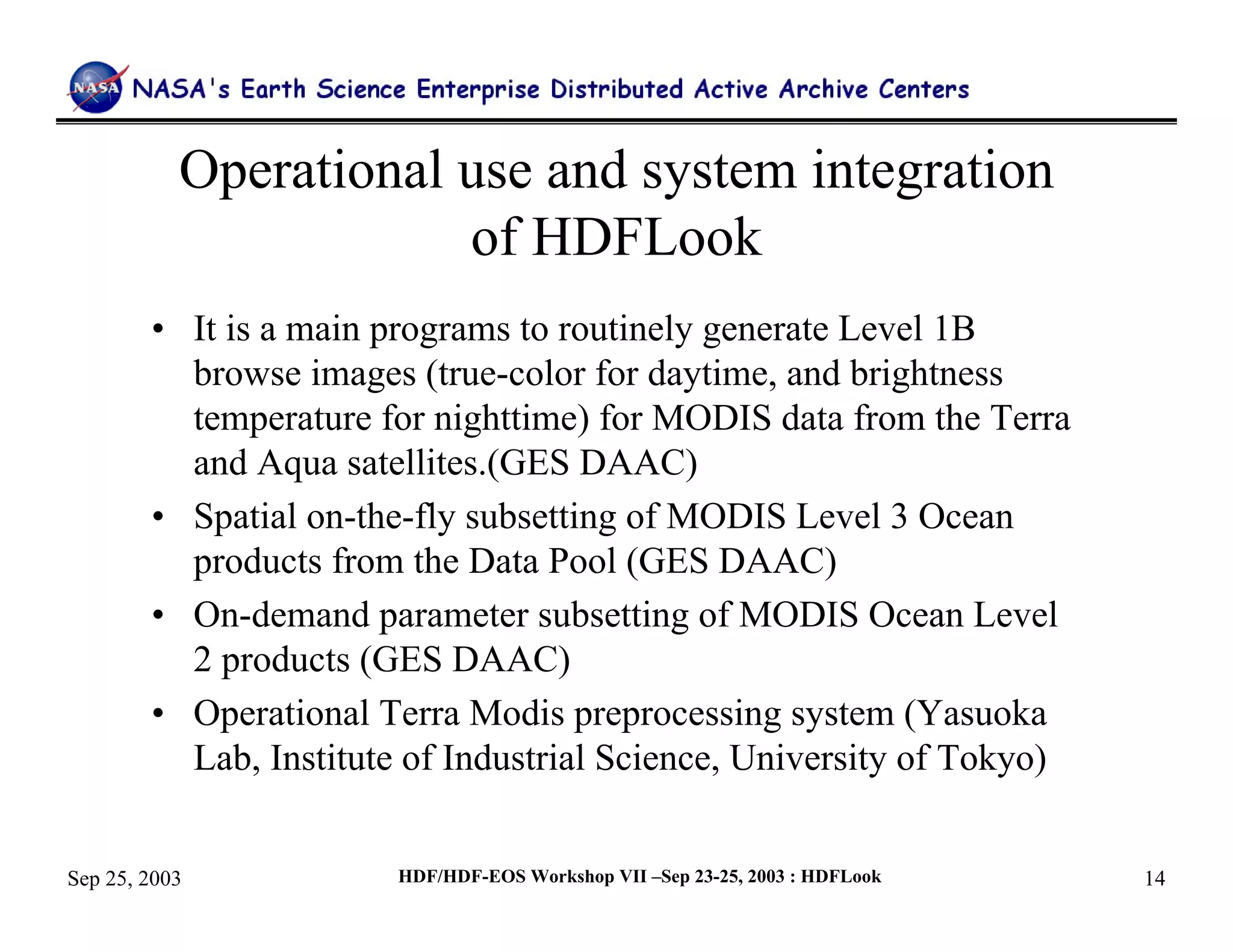 Introduction to HDFLook_MODIS | PPT