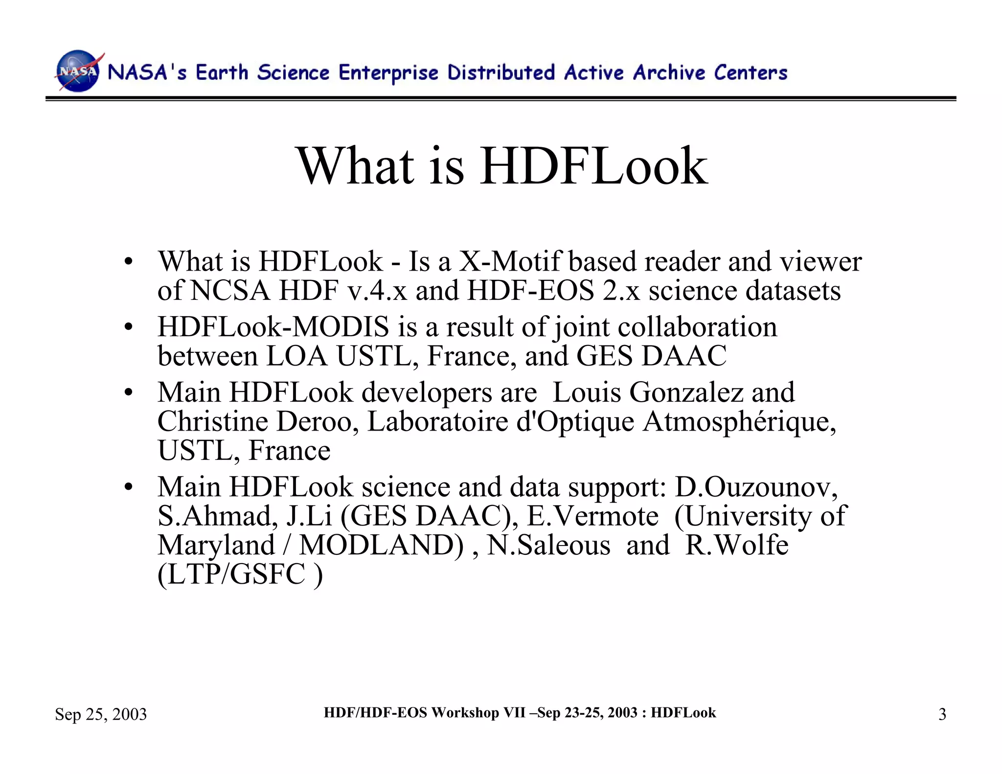 Introduction to HDFLook_MODIS | PPT