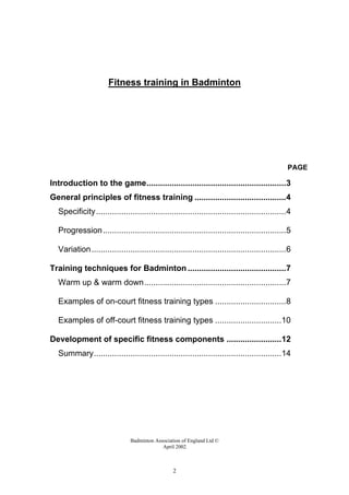 Fitness training in Badminton | PDF