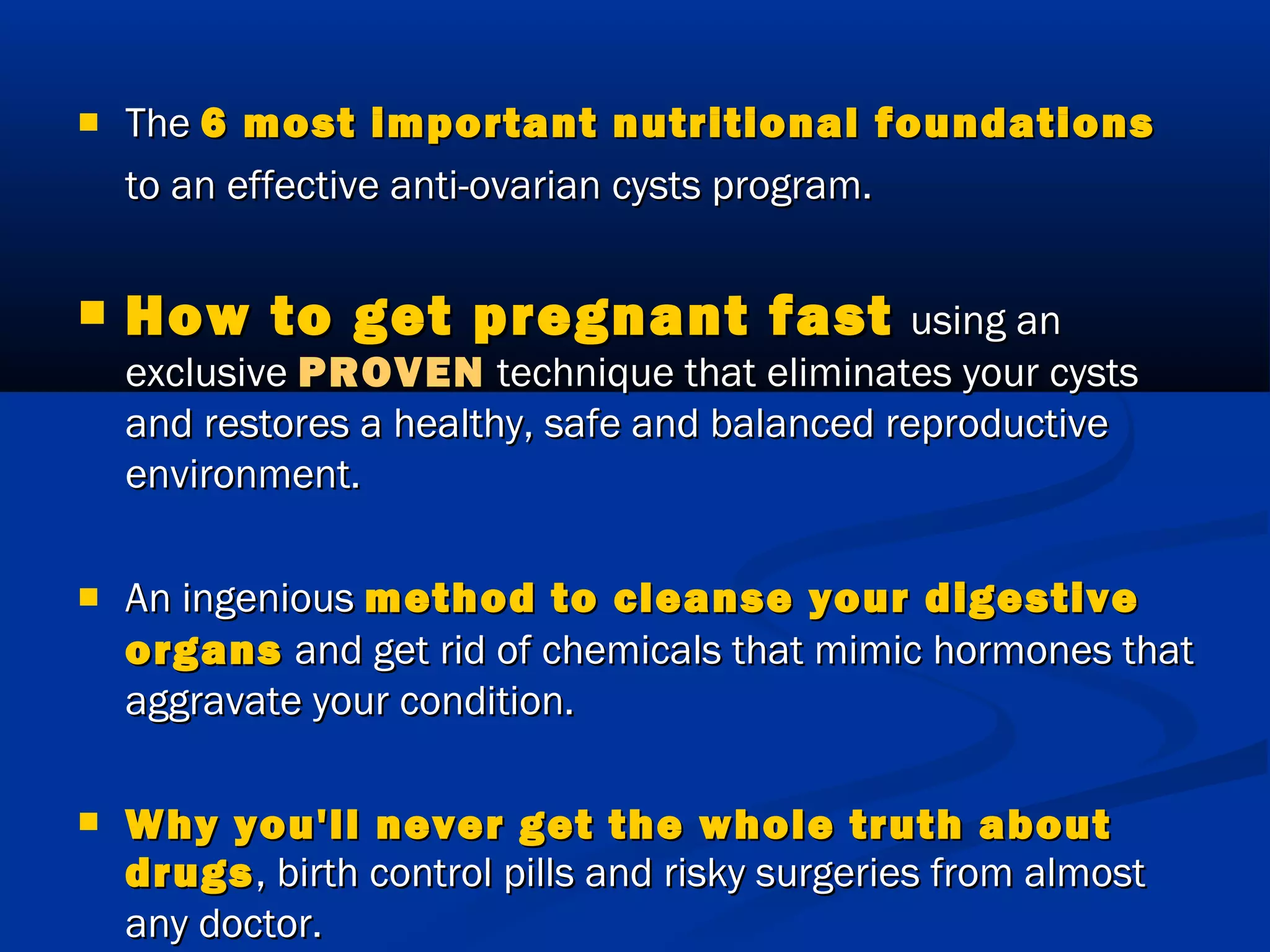 Ovarian cyst miracle-stop your ovarian cyst pain | PPT