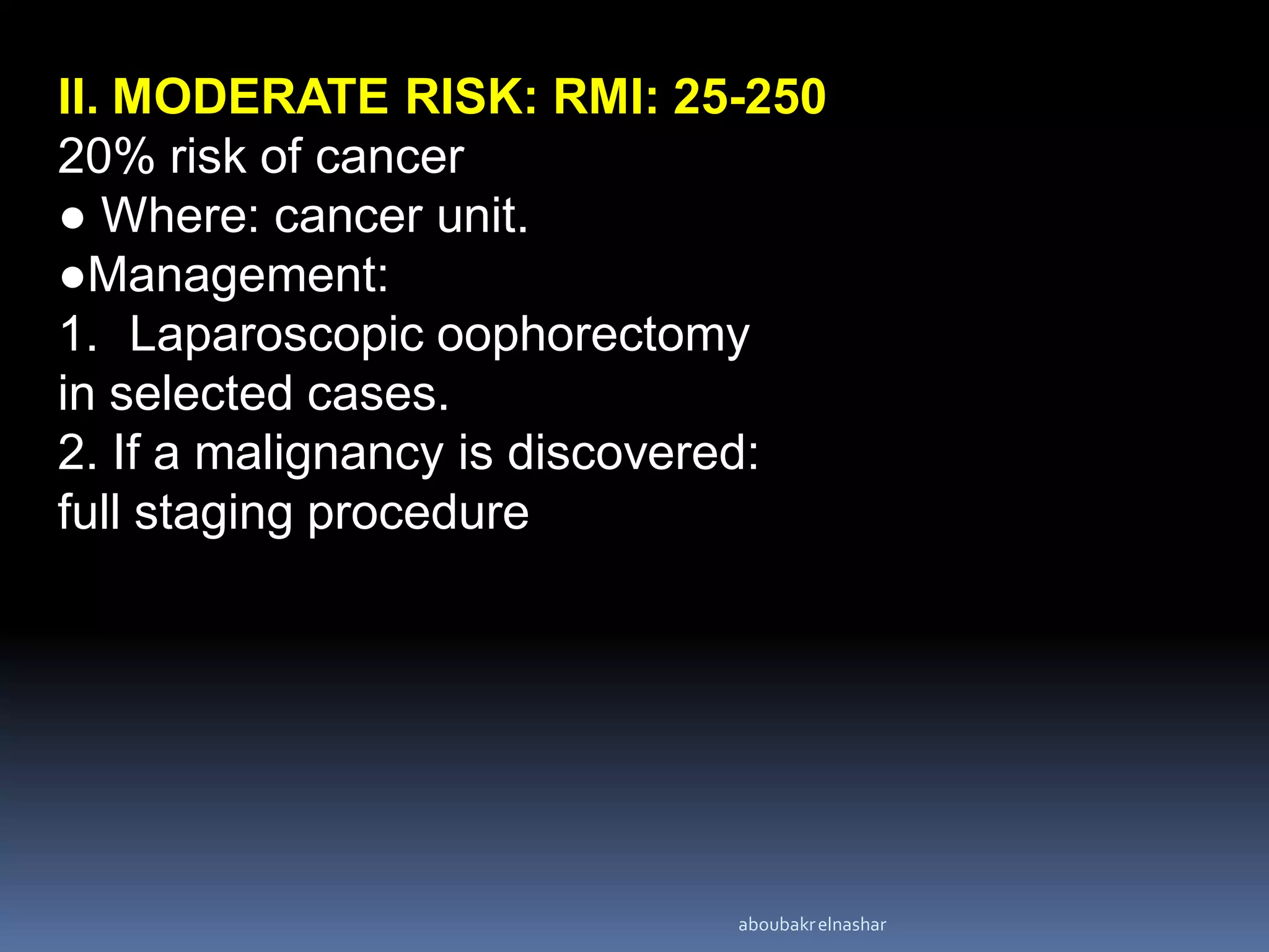 OVARIAN CYSTS IN POSTMENOPAUSAL WOMEN RCOG guidelines, 2003 | PDF