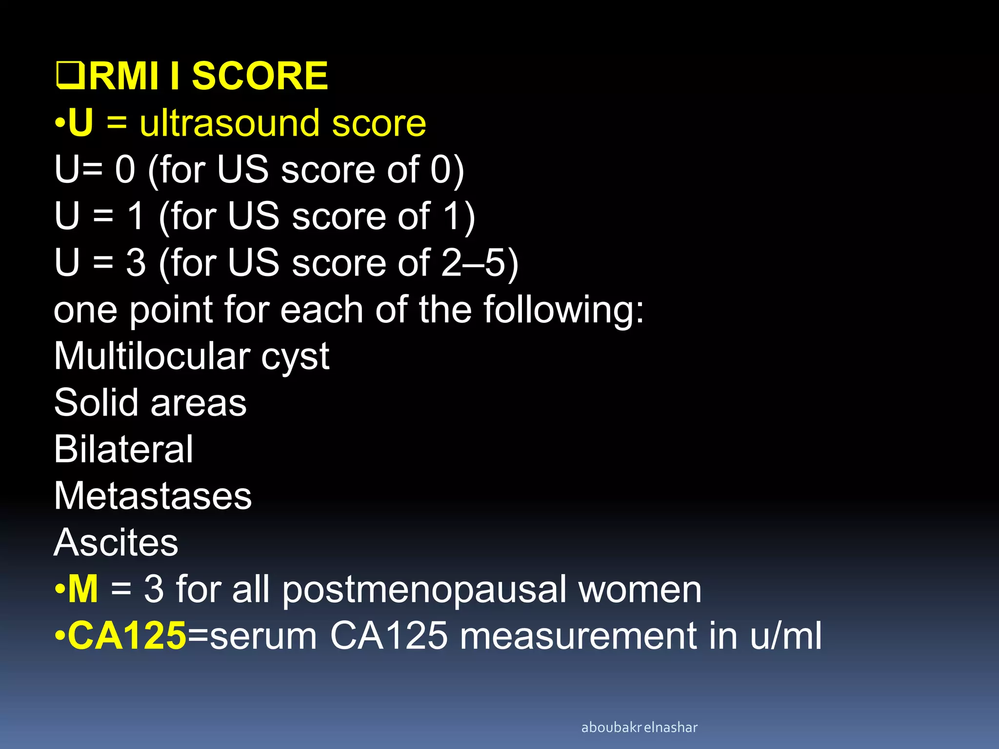 OVARIAN CYSTS IN POSTMENOPAUSAL WOMEN RCOG guidelines, 2003 | PDF