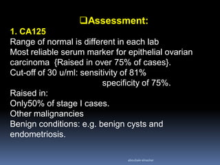OVARIAN CYSTS IN POSTMENOPAUSAL WOMEN RCOG guidelines, 2003 | PPT