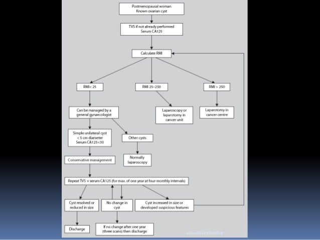 OVARIAN CYSTS IN POSTMENOPAUSAL WOMEN RCOG guidelines, 2003