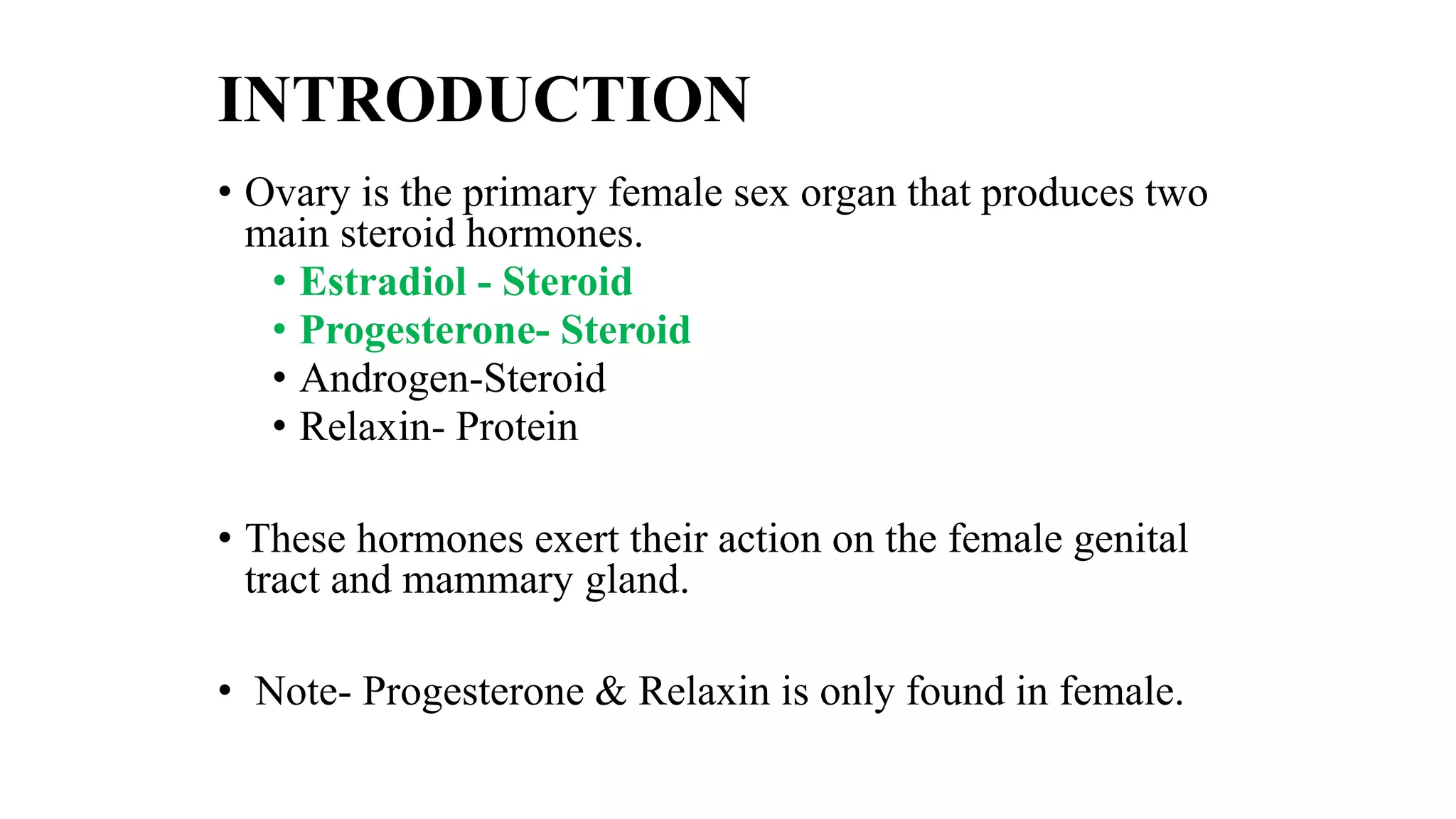 Ovarian hormones-Estrogen & Progesterone | PPTX