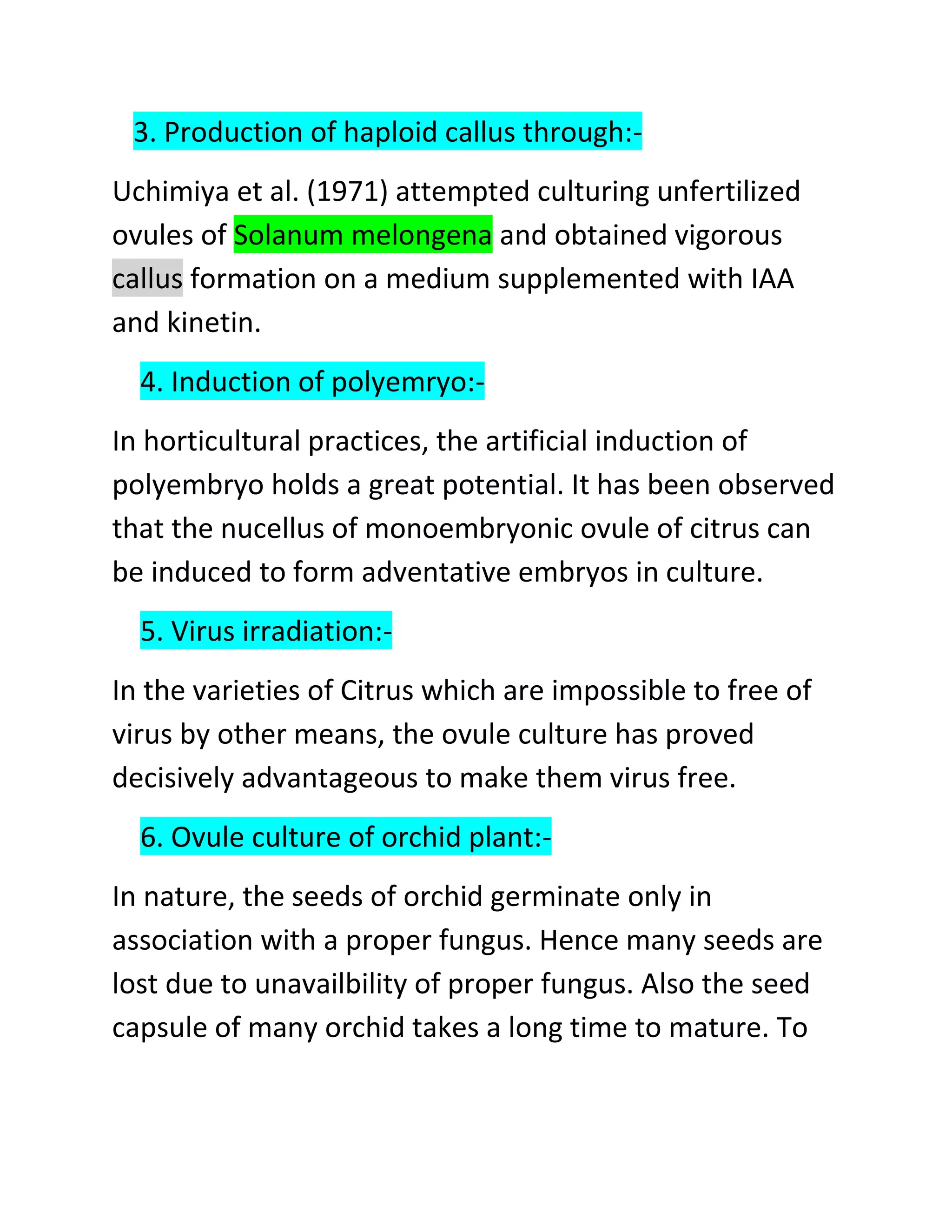 Ovary and ovule culture | PDF
