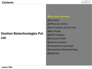 Company Profile - Ovation biotechnologies pvt ltd | PDF