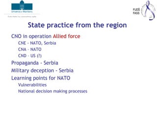 Application of principles of international law to computer networks ...