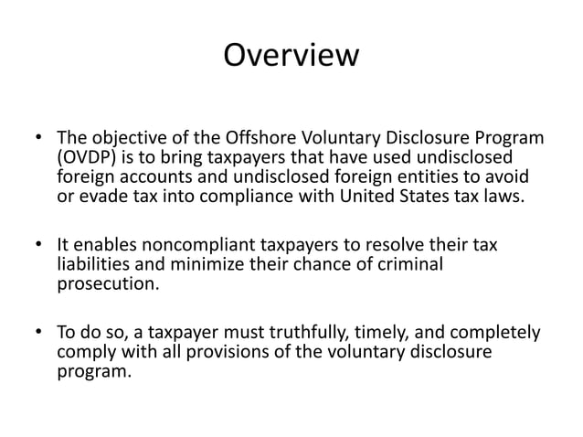 OVDP: The Survivor's Manual | PPT