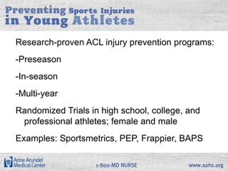 Youth Sports Injury Day: ACL Injury Prevention | PPTX
