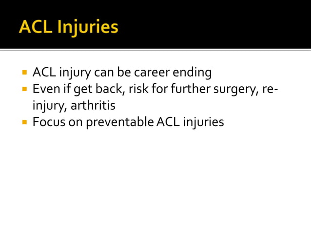 Youth Sports Injury Day: ACL Injury Prevention | PPTX | Death, Injury ...