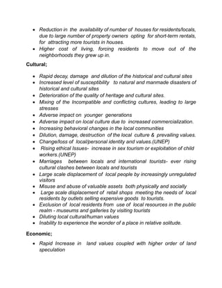 Over-tourism - An Antithesis to tourism- Issues and Options | PDF