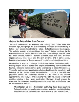 Over-tourism - An Antithesis to tourism- Issues and Options | PDF