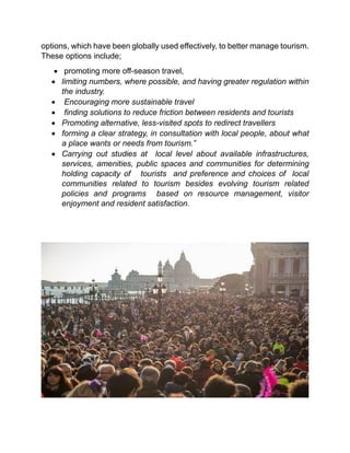 Over-tourism - An Antithesis to tourism- Issues and Options | PDF