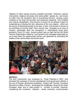 Over-tourism - An Antithesis to tourism- Issues and Options | PDF