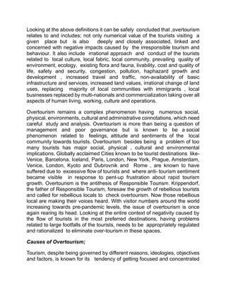 Over-tourism - An Antithesis to tourism- Issues and Options | PDF