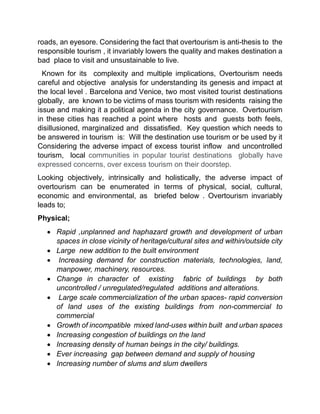 Over-tourism - An Antithesis to tourism- Issues and Options | PDF