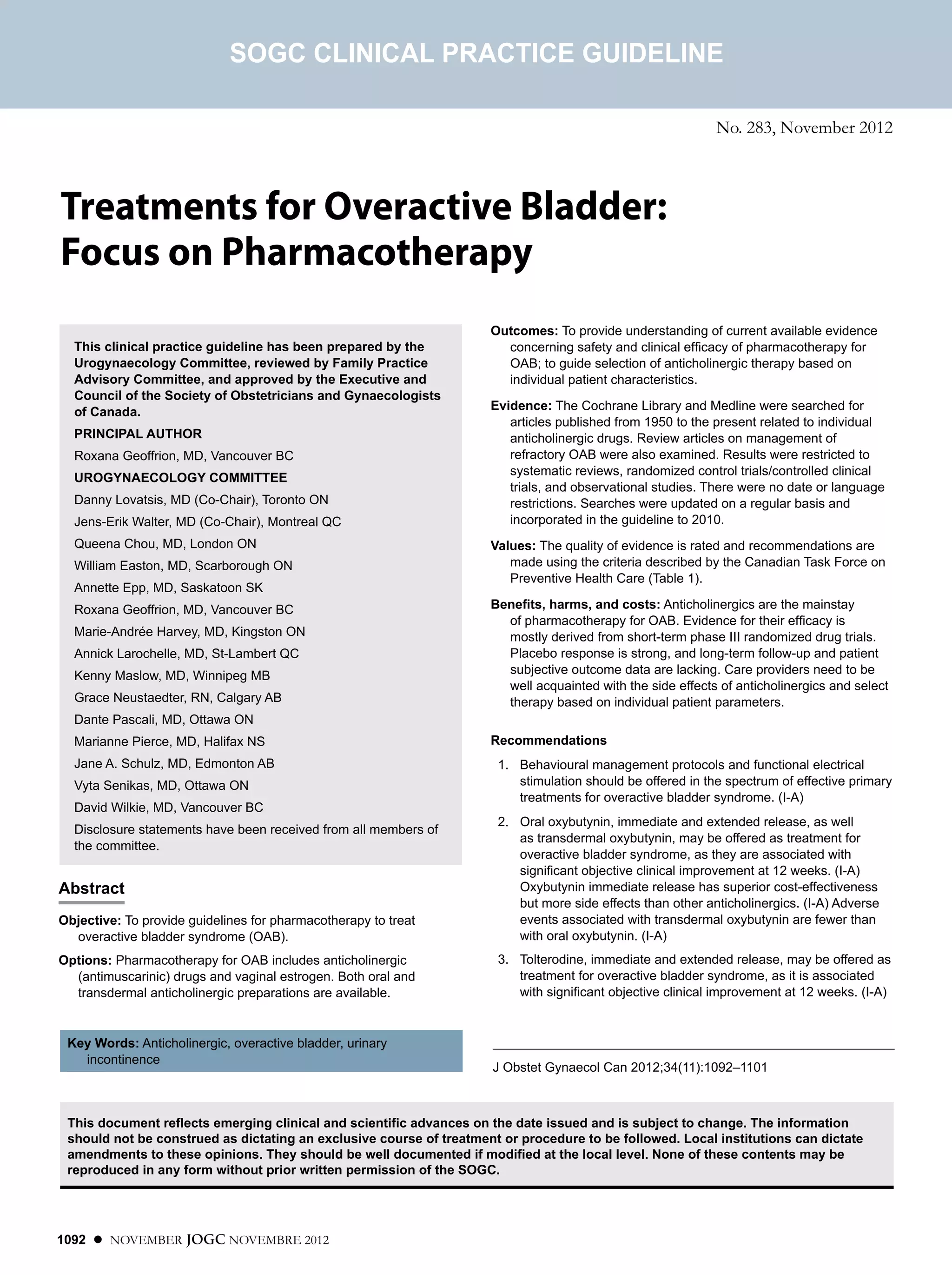 Overactive bladder | PDF