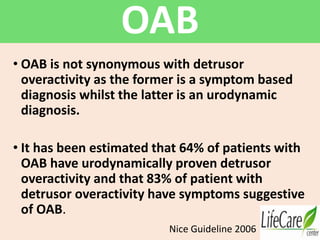 Overactive bladder, DR Sharda Jain Lifecare Centre | PPTX