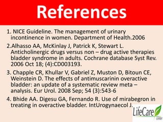 Overactive bladder, DR Sharda Jain Lifecare Centre | PPTX