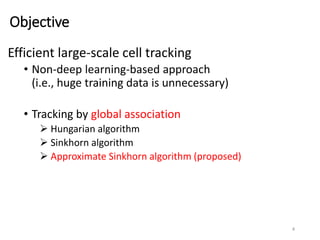 Large scale cell tracking using an approximated Sinkhorn algorithm | PPT