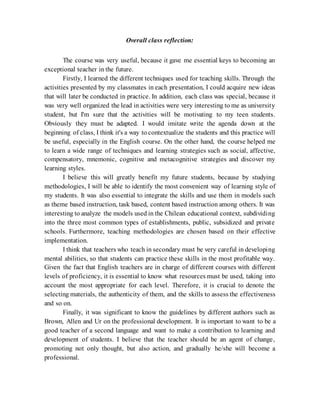 Overall class reflection | DOCX