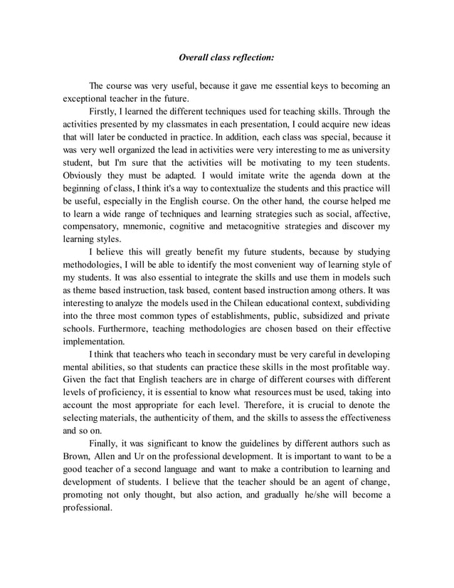 Overall class reflection | PDF