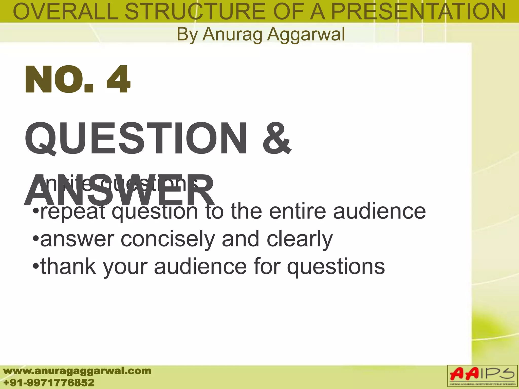 Overall structure of a presentation. | PPSX