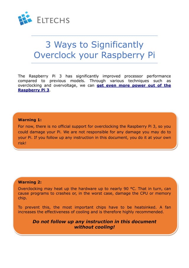 Overclocking Raspberry Pi 3 Ulimate Guide | PDF