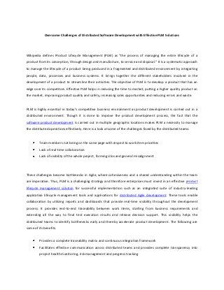 Overcome Challenges of Distributed Software Development with Effective ...