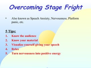 Overcome stage fright and preparation of speech workshop | PPT