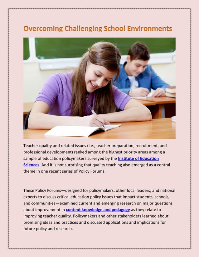 Overcoming challenging school environments | PDF