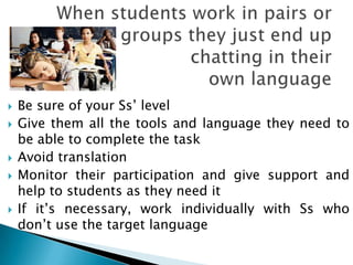 Overcoming classroom problems when teaching speaking | PPT