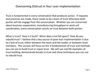 Overcoming distrust in your lean implementation | PPTX | Manufacturing ...