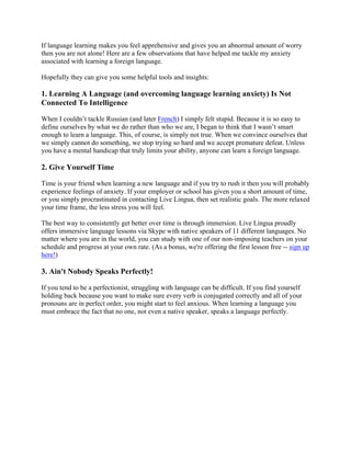 Overcoming Language Learning Anxiety | PDF