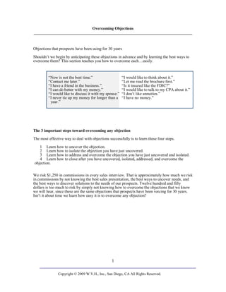 Overcoming Objections | PDF